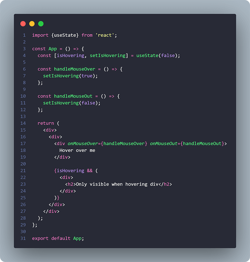 نمایش المنت بعد از Hover در React
